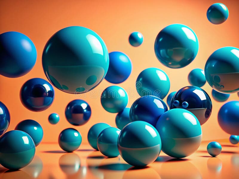 Dynamic 3D Animation of Rolling Blue and Cyan Balls on a Peach ...