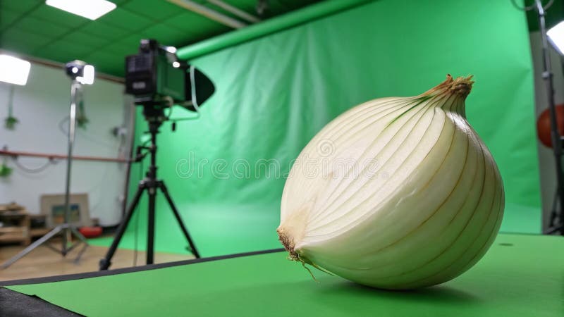 Dynamic 3D Animation of a Rotating Onion CloseUp Against a Seamless ...