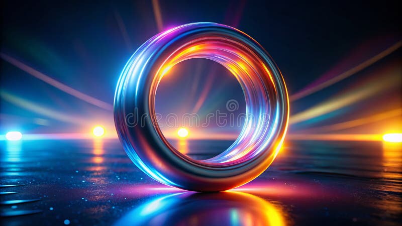 Dynamic 3D Annular Ring Pulsating in LowLight a Stunning Abstract Visual Effect Stock ...