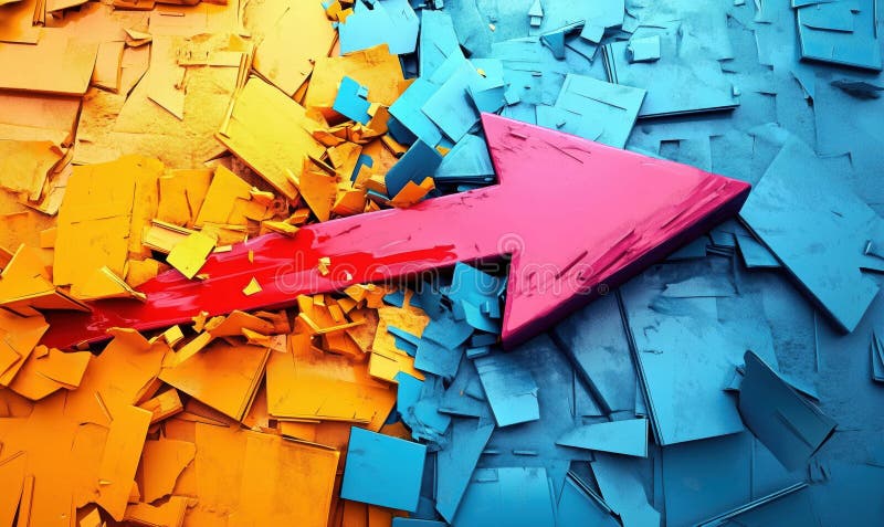 Dynamic 3D Arrow Breaking through Colorful Surface, Symbolizing ...