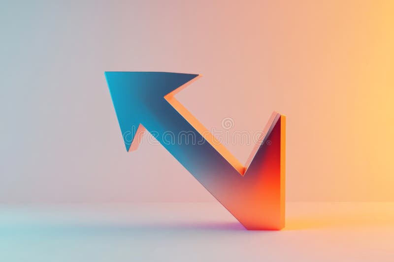 A Dynamic 3D Arrow in Gradient Orange and Blue Colors Representing ...