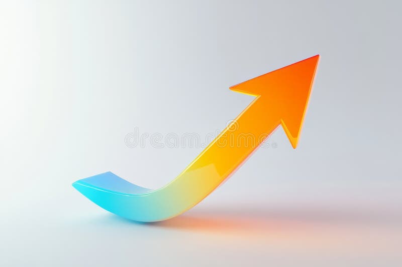 Dynamic 3D Arrow in Vibrant Orange and Blue Colors Indicates Upward ...