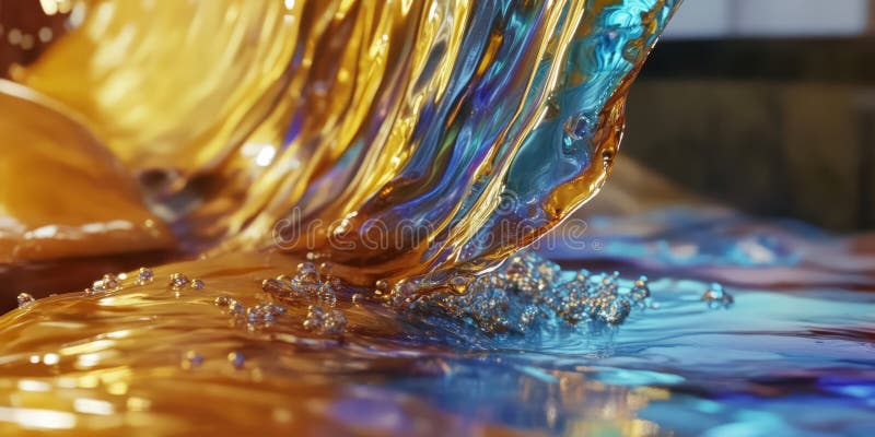 A Dynamic 3D Background with a Cascade of Colorful, Iridescent Liquid ...