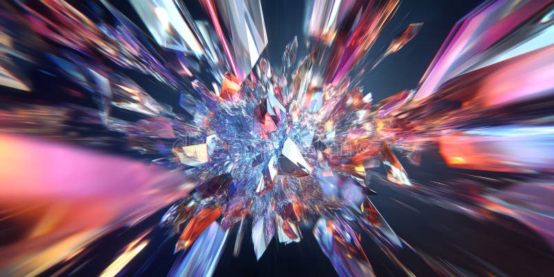 A Dynamic 3D Background Featuring an Abstract Explosion of Crystal ...