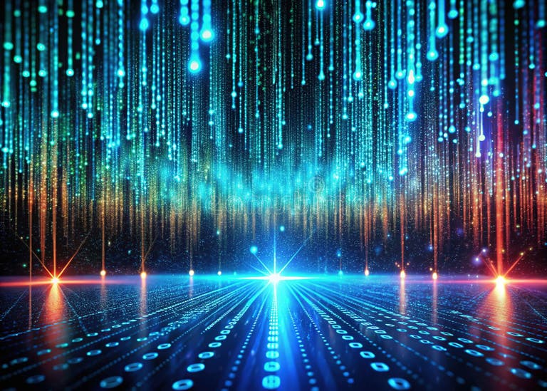 Dynamic 3D Binary Code Matrix a Futuristic Visualization of Data Flow Network Connectivity and ...