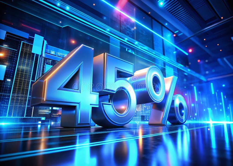 Dynamic 3D Blue Progress Chart Illustrates 45 Completion a Stunning ...