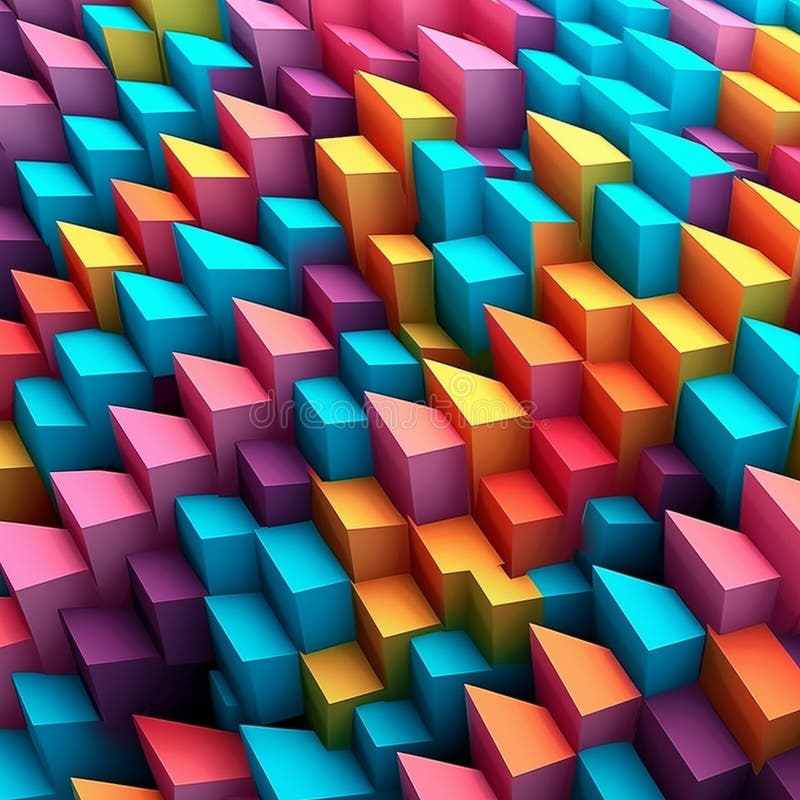 Dynamic 3D Cubes Geometric Pattern Vibrant High-Resolution Design Stock ...