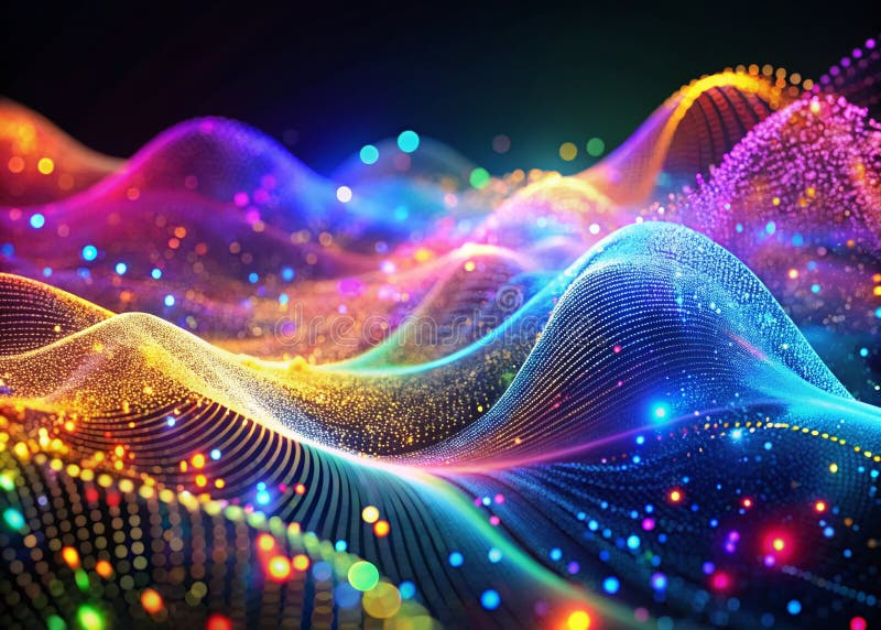 Dynamic 3D Cyber Wave Visualizes Flowing Particles and Dots in ...