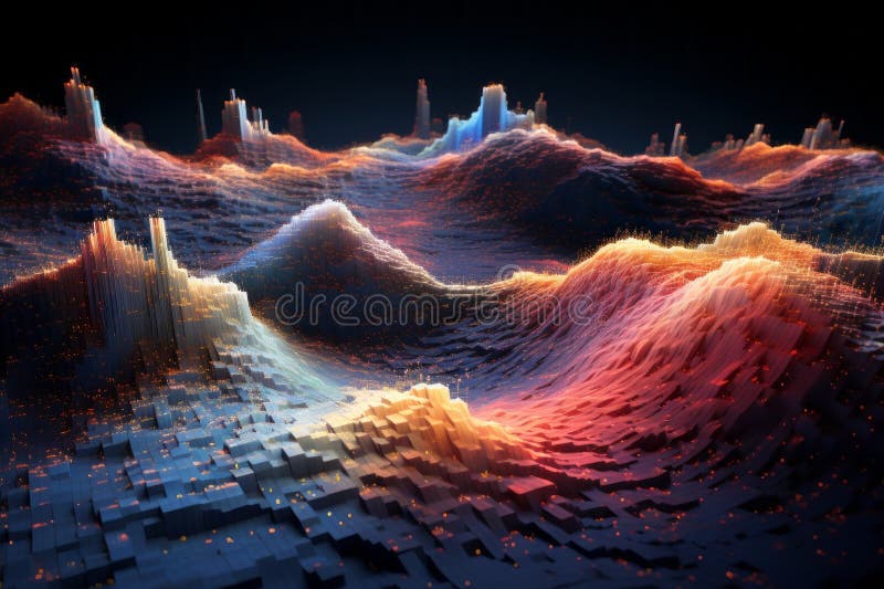 Dynamic 3D Data Streaming Viz Stock Illustration - Illustration of blue ...