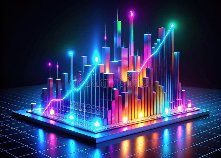 Dynamic 3D Data Visualization Futuristic Night Graphs and Charts for ...