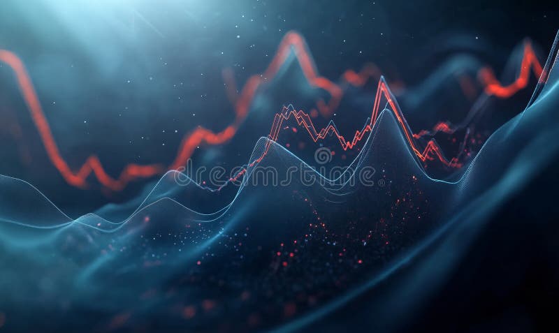Dynamic 3D Data Waves with Peaks and Flowing Lines, Futuristic and ...