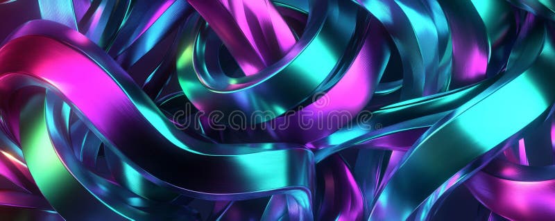 A Dynamic 3D Design Featuring Multicolored Twisted Ribbons in Neon ...