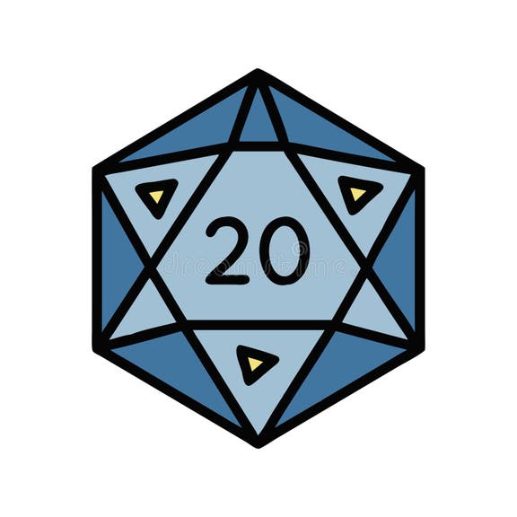 Dynamic D20 Dice Icon for Gaming Stock Vector - Illustration of icon ...