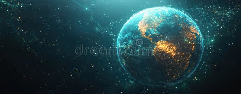 Dynamic 3D Digital Globe Showcasing Network Connections and Illuminated ...