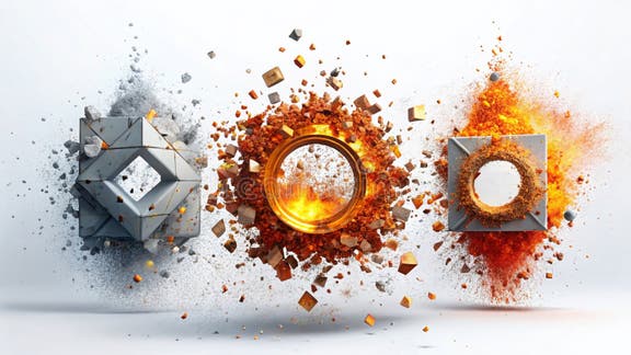 Dynamic 3D Explosion Effects Square and Circle Banners Featuring ...