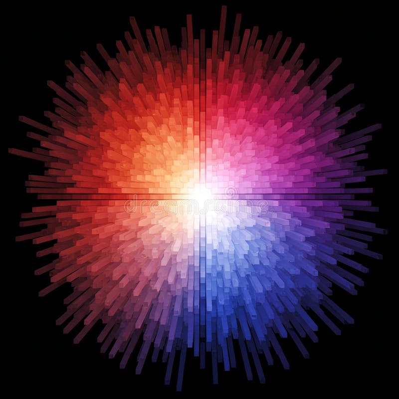 A Dynamic 3D Explosion of Rectangular Prisms Radiates from the Center ...