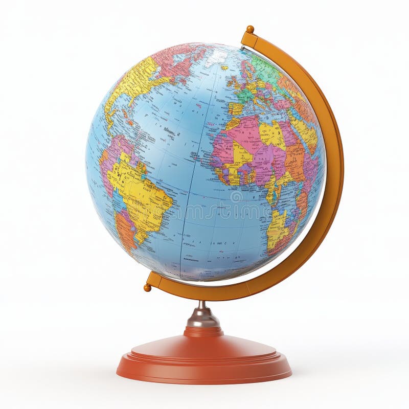 A Dynamic 3D Globe Rotates, Featuring Colorful Continents and a Playful ...