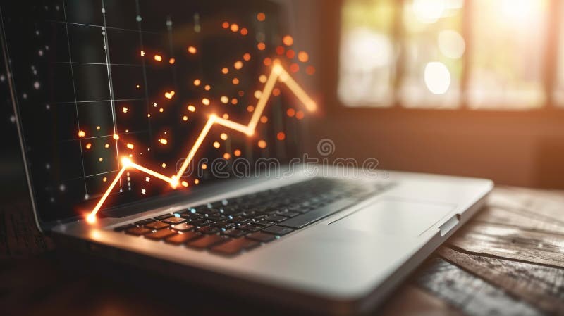 Dynamic 3d Graph from Laptop, Business Strategy Success, Dramatic ...