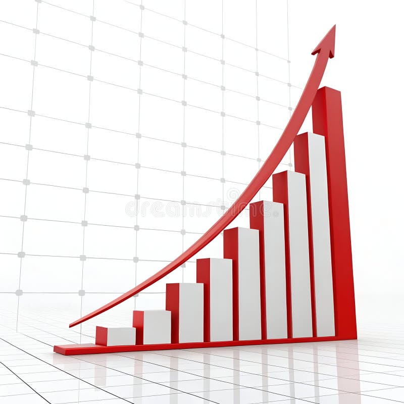 Dynamic 3D Growth Graph on White Background Stock Illustration ...