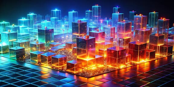 Dynamic 3D Heatmap Visualizes Data Trends with Glowing Cubes on a ...