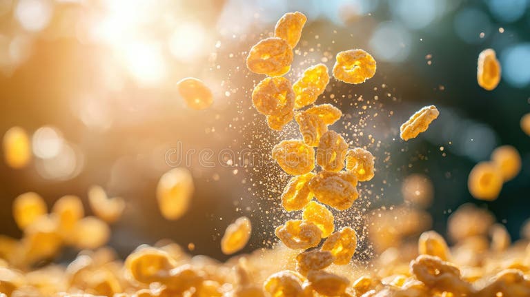 Dynamic 3D Illustration of Cereal Flying in the Air: Energizing and ...
