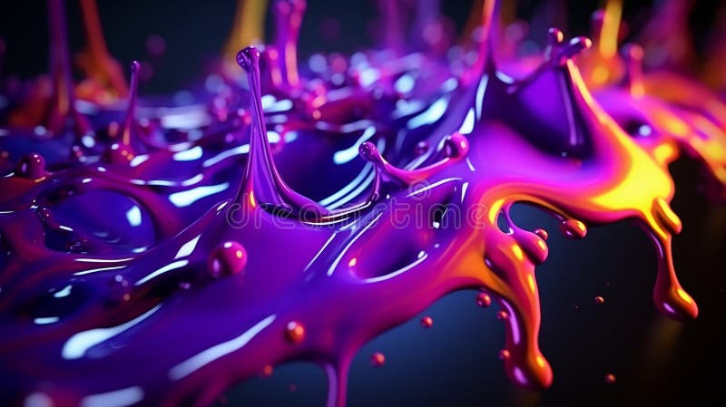 Dynamic 3d Illustration of Colorful Paint Droplets and Streams Flowing ...