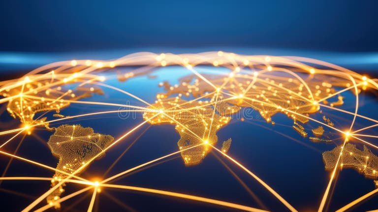 A Dynamic 3D Illustration Showcasing Global Connections through a ...