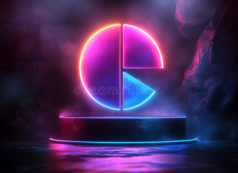 A Dynamic 3D Image Displays Abstract Geometric Shapes Glowing with Neon ...