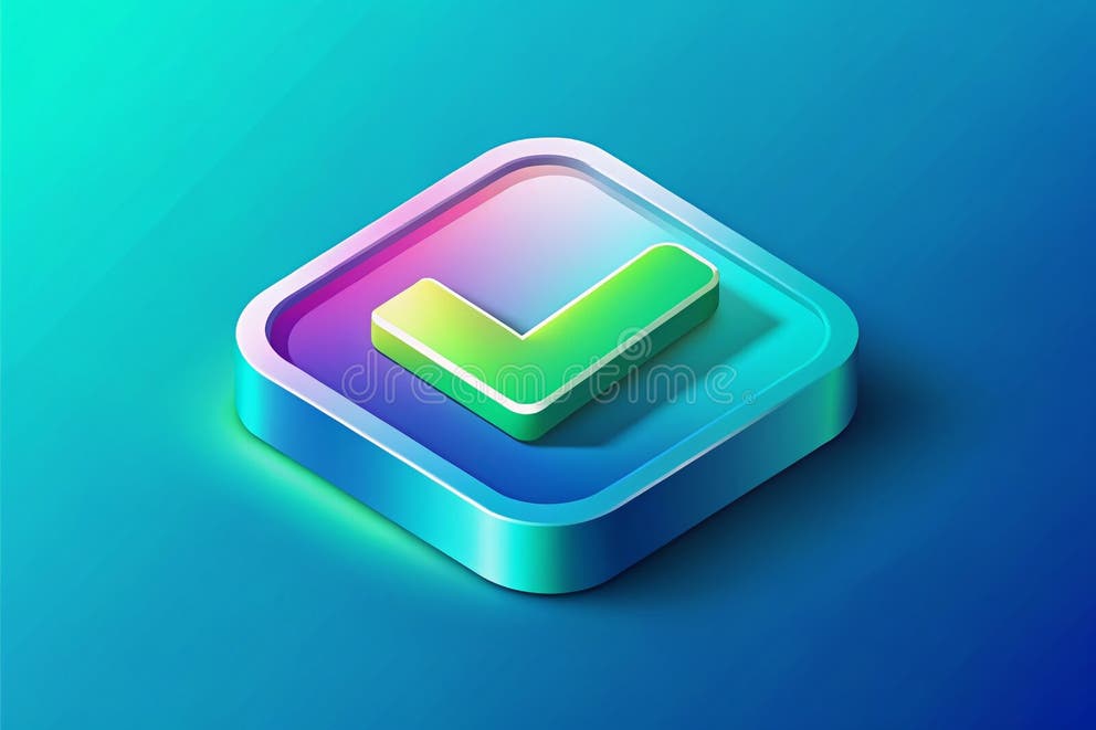 Dynamic 3D Isometric Checkmark Icon a Modern Vibrant Design Element for ...