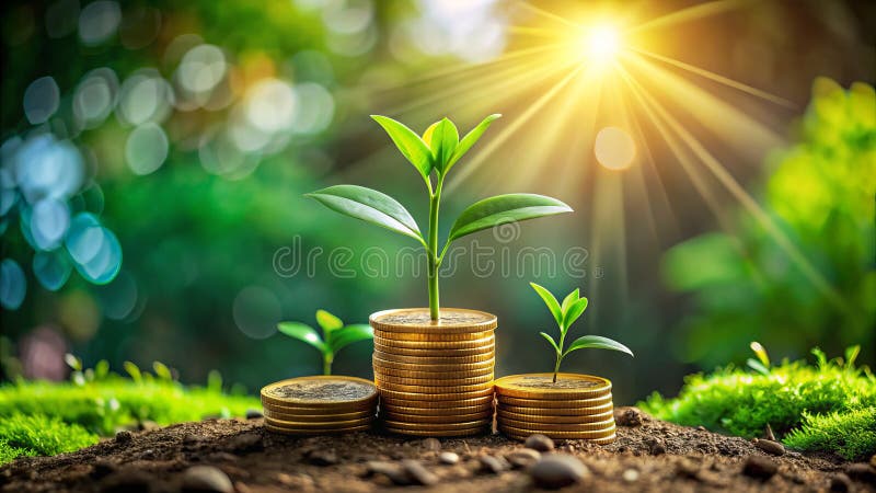 Sustainable Financial Growth: 3D Isometric Illustration of a Coin ...