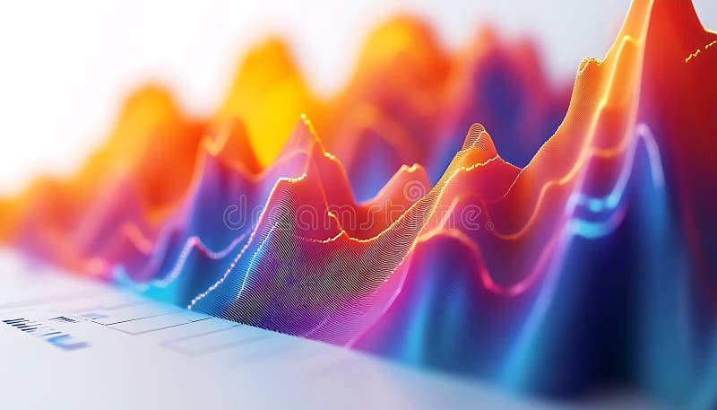 Dynamic 3D Line Graph with Bold Hues on White Canvas Stock Illustration ...
