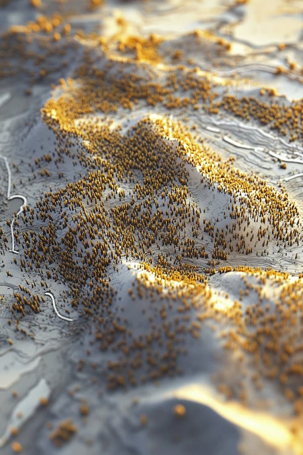 A Dynamic 3D Map Showing Population Density with Spatial Data Visualization. Stock Illustration ...