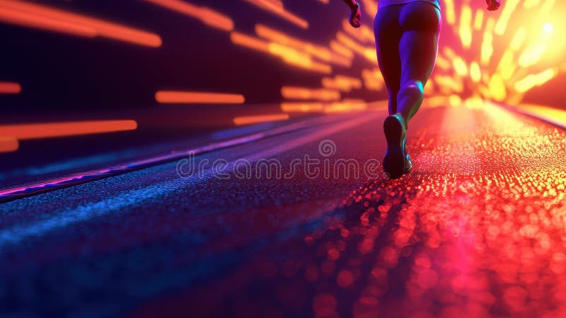 Dynamic 3D Mid-Stride Runner on Vibrant Track Stock Illustration ...
