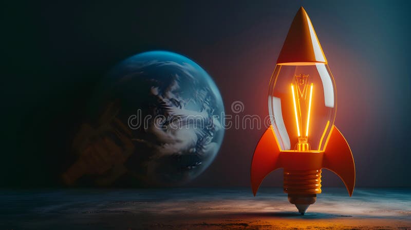 Dynamic 3D Model Featuring a Rocket Ship, Symbolizing Exploration and ...
