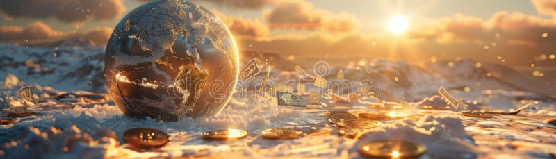 A Dynamic 3D Model of the Sun Rising Over a Globe Covered in Snow, with ...