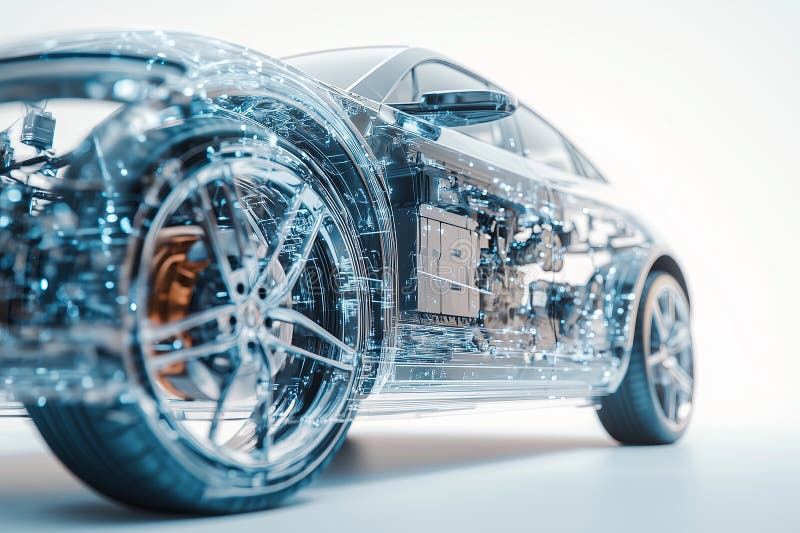 A Dynamic 3D of a Modern Electric Car with Semi Transparent Features ...