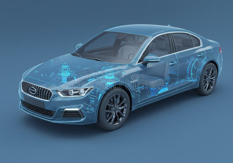 A Dynamic 3D of a Modern Hydrogen Car with Semi-transparent Elements ...