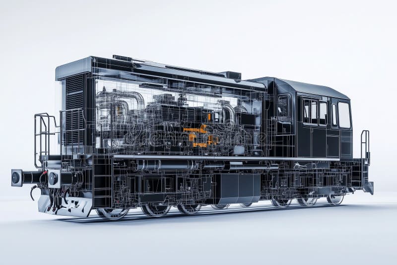 A Dynamic 3D of a Modern Locomotive with Semi Transparent Elements ...