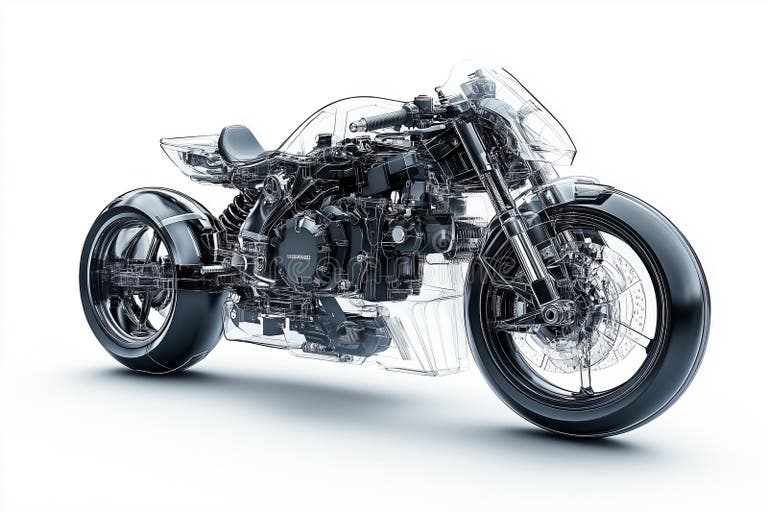 A Dynamic 3D of a Modern Motorcycle with Semi Transparent Elements ...