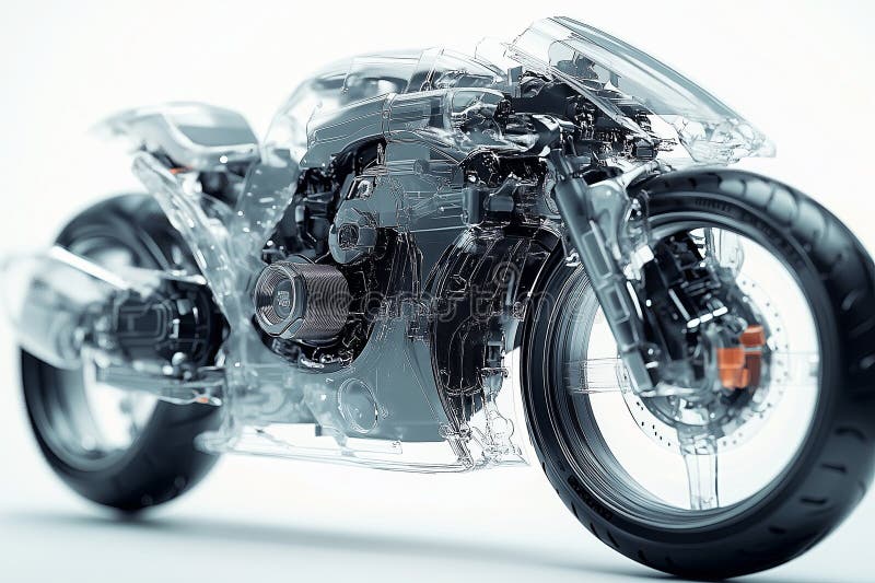A Dynamic 3D of a Modern Motorcycle with Semi Transparent Elements ...
