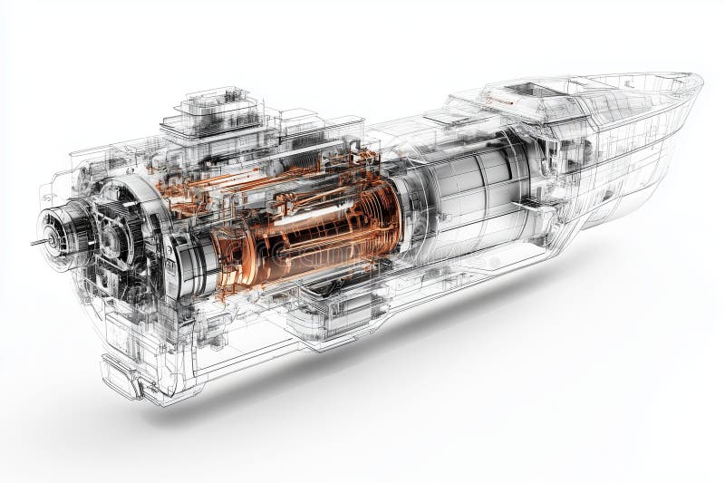 A Dynamic 3D of a Modern Ship with Semi Transparent Elements, Showing a ...