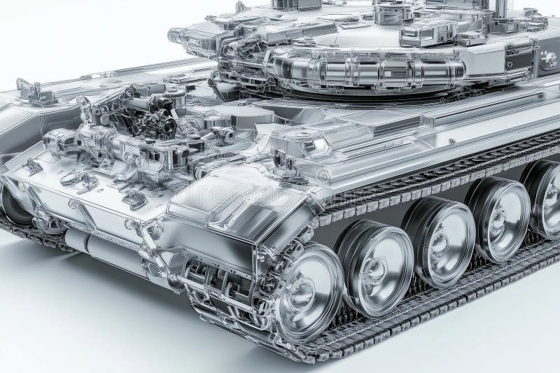 A Dynamic 3D of a Modern Tank with Semi Transparent Elements, Showing a ...
