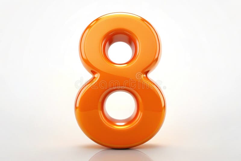 Dynamic 3D Orange Number Eight Vibrant Realistic Digit for Countdown ...