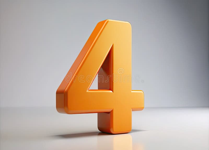 Dynamic 3D Orange Number Four a Rule of Thirds Composition for Math ...