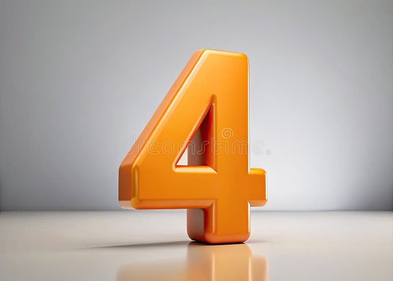 Dynamic 3D Orange Number Four a Visual Representation of Math Business ...