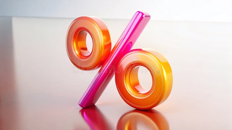 Dynamic 3D Percent Symbol Design Vibrant Pink and Orange Glossy Plastic ...