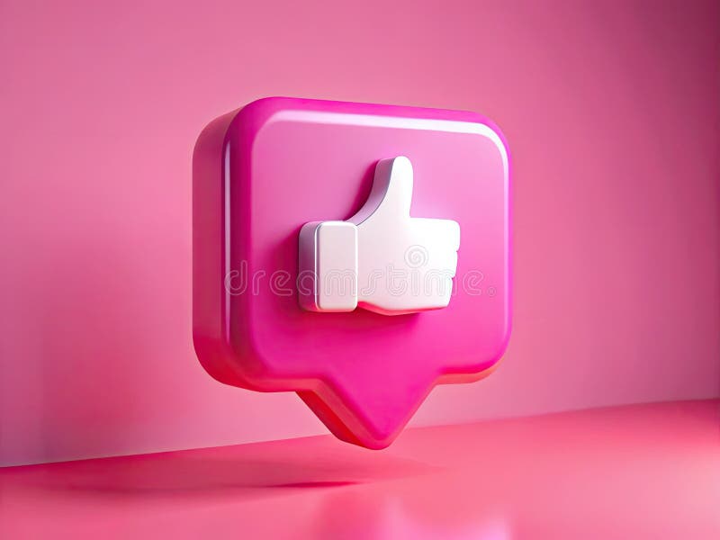 Dynamic 3D Pink Like Notification a Vibrant Social Media Design Element ...
