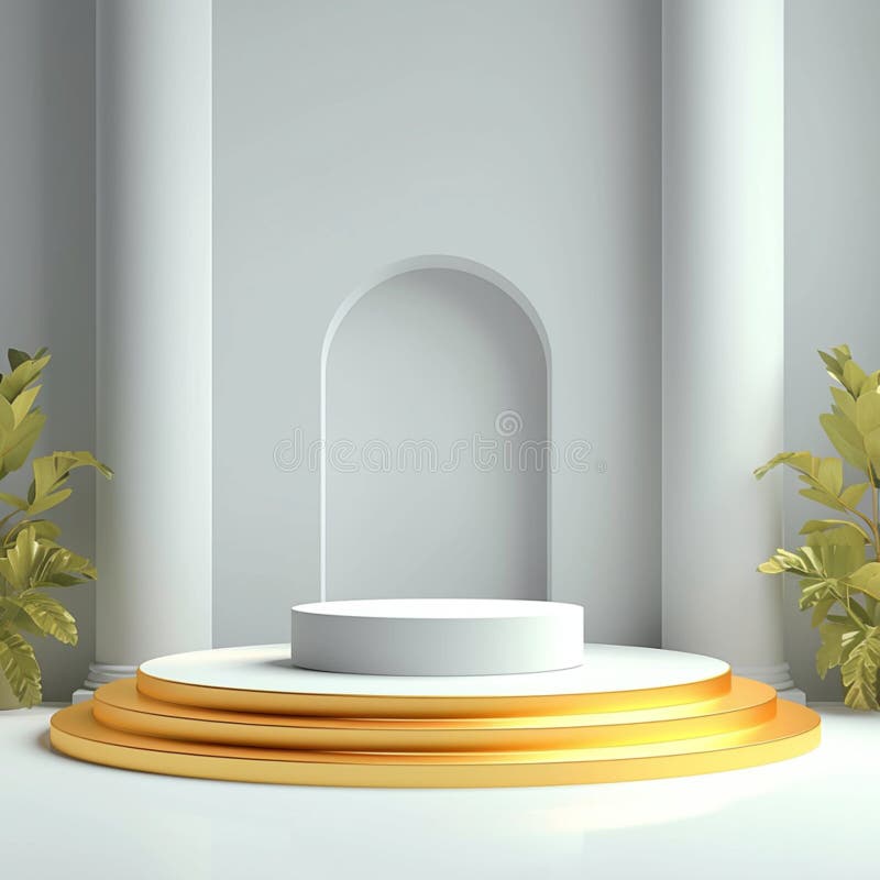 Dynamic 3D Podium Backdrop Designed for Impactful Product Presentations ...