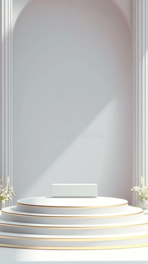 Dynamic 3D Podium Backdrop Designed for Impactful Product Presentations ...