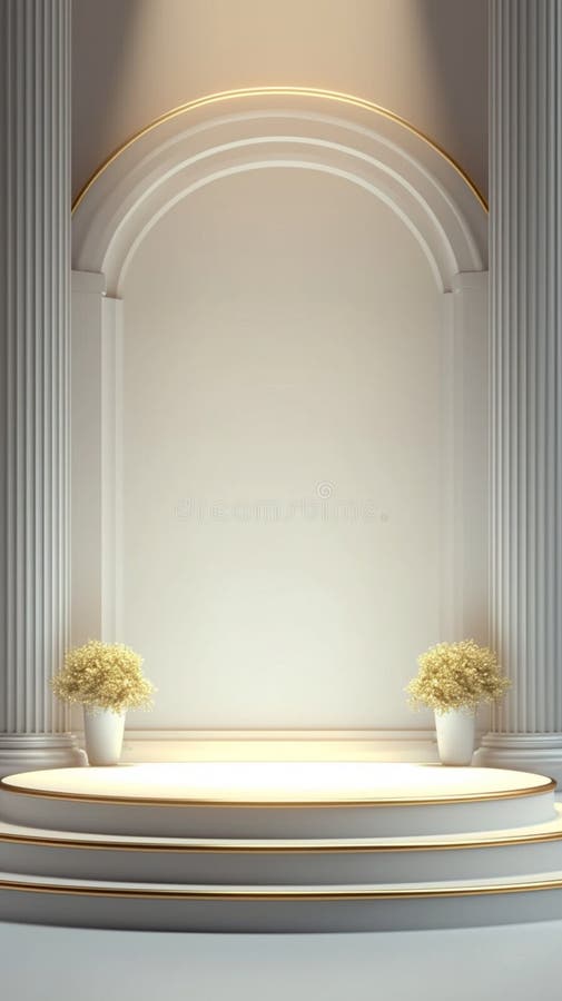 Dynamic 3D Podium Backdrop Designed for Impactful Product Presentations ...